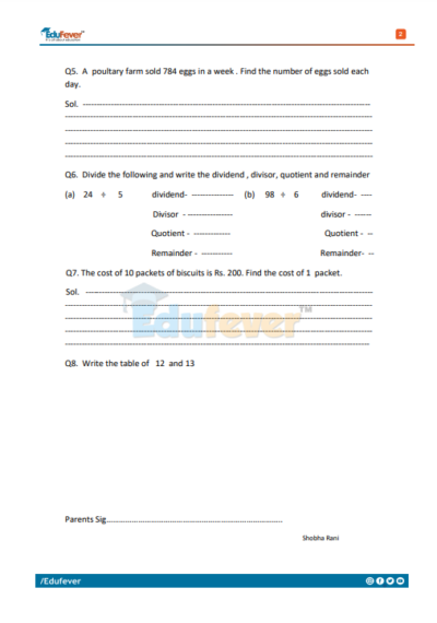 CBSE Class 3 Maths Worksheet