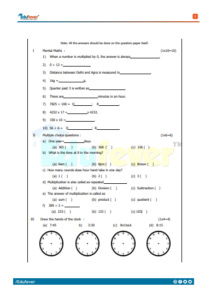 CBSE Class 3 Maths Sample Paper