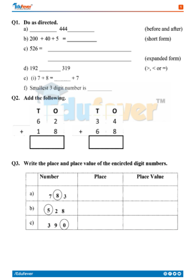 CBSE Class 4 Maths Class Test Worksheets in PDF