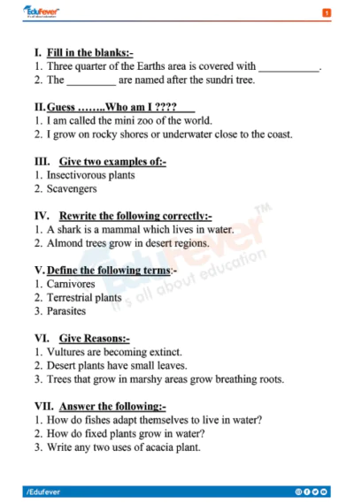 CBSE Class 4 Science Printable Worksheet in PDF