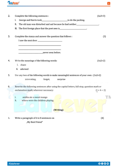 CBSE Class 4 English Sample Paper