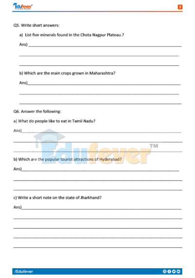 CBSE Class 4 Social Science Revision Worksheet in PDF CBSE Class 4 Social Science Revision Worksheet in PDF