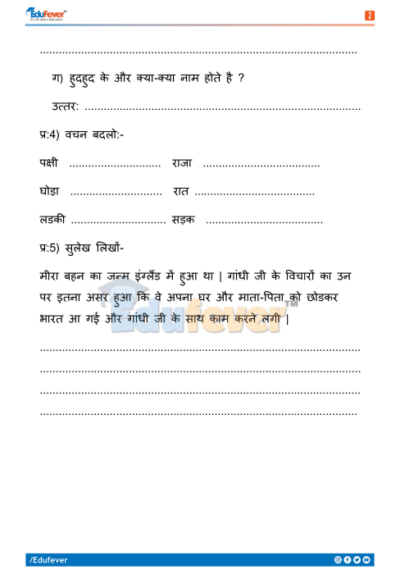 CBSE Class 4 Hindi Worksheet in PDF