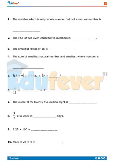CBSE Class 5 Maths Revision Worksheet