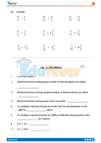CBSE Class 5 Maths Holiday Homework