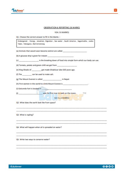 CBSE Class 5 EVS Question Bank