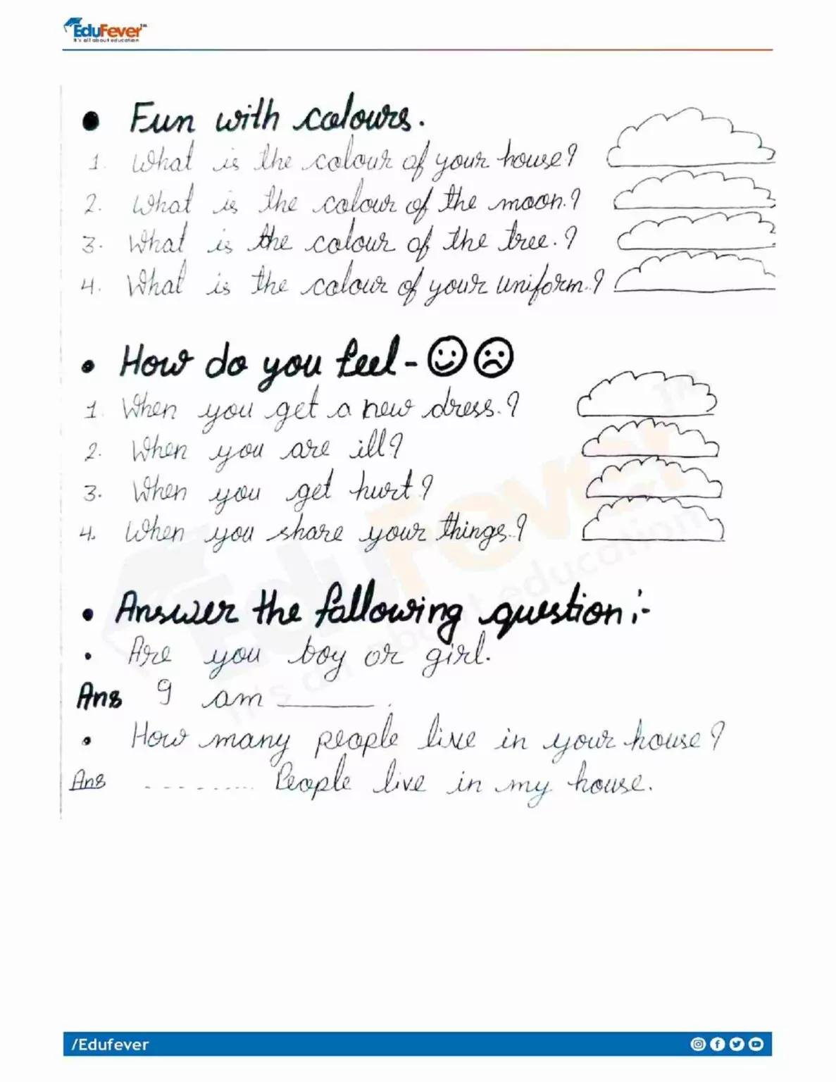 Class 1 English A Happy Child Worksheet with Solution