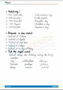 Class 1 EVS Festivals And Celebrations Worksheet with Solution