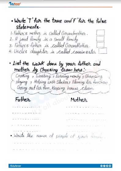 Buy Class 1 EVS My Family Worksheet with Solution at low Price