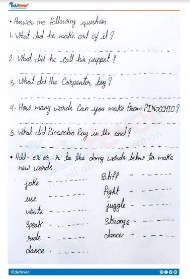 Buy Class 4 English Pinocchio Worksheet