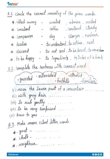 Class 5 English RIP Van Winkle Worksheet Class 5 English RIP Van Winkle Worksheet