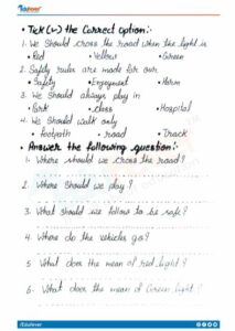 Class 1 EVS Road Safety Worksheet with Solution