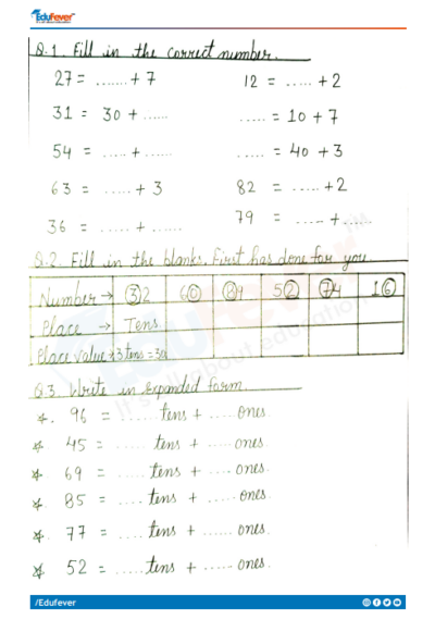 CBSE Class 2 Math Tens and Ones Worksheet with Solutions
