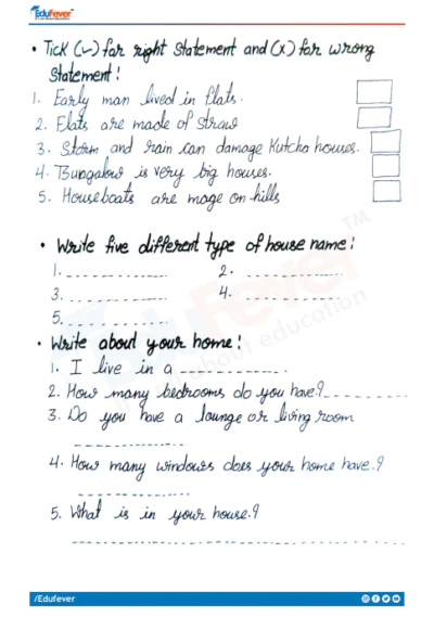 CBSE Class 2 EVS House Worksheet with Solutions