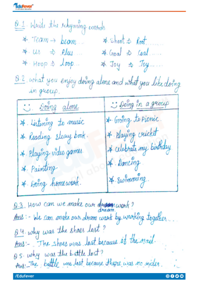 Class 5 English Team Work Worksheet