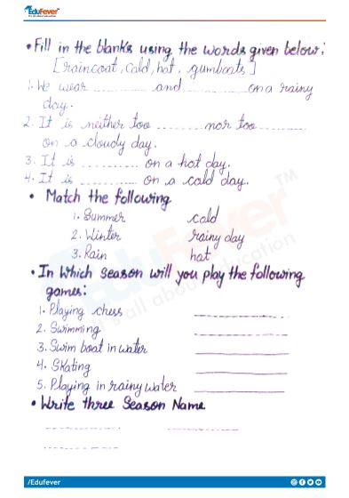 Buy Class 1 EVS Season Worksheet with Solution at low Price