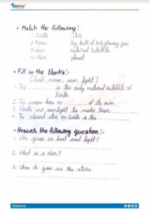 CBSE Class 1 EVS Sun Moon Earth and Stars Worksheet