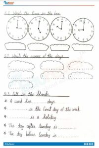 Class 1 Math Time Worksheet with Solution