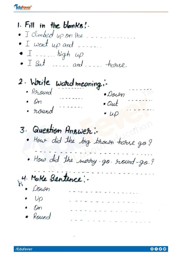Class 1 English Merry Go Round Worksheet with Solution Class 1 English Merry Go Round Worksheet with Solution