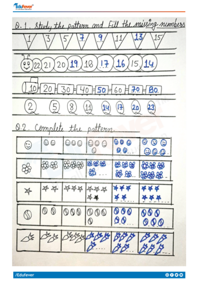 Class 1 Math Pattern Worksheet with Solution