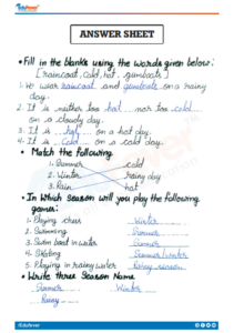 Class 1 EVS Season Worksheet with Solution