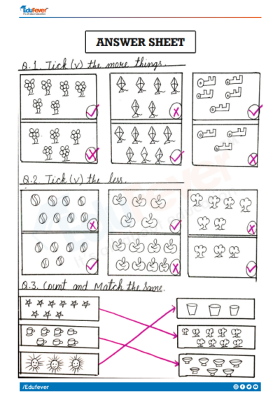 Class 1 Math Numbers Of 1 to 9 Worksheet with Solution