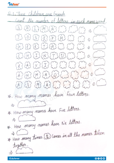 Class 1 Math Data Handling Worksheet with Solution