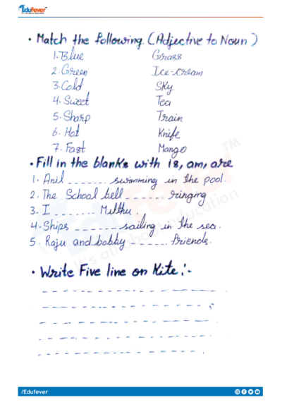 Class 1 English A Kite Worksheet with Solution at low Price