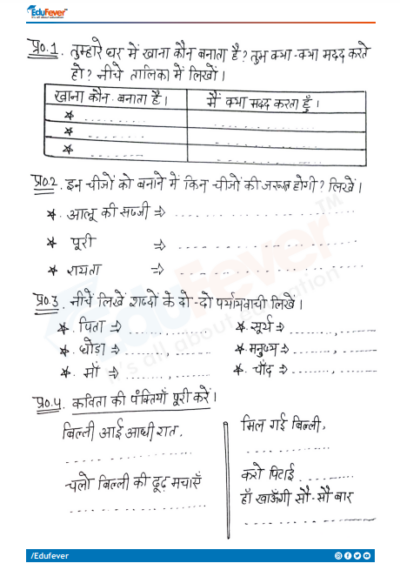 CBSE Class 4 Hindi थप्प रोटी थप्प दाल Worksheet with Solutions