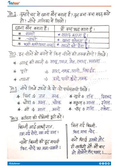 CBSE Class 4 Hindi थप्प रोटी थप्प दाल Worksheet with Solutions