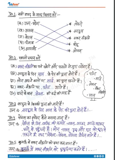 CBSE Class 5 Hindi फसलों के त्योहार Worksheet with Solutions