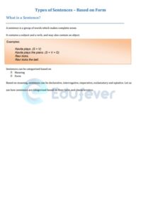 CBSE Class 6 English Grammar Types of Sentences Worksheets