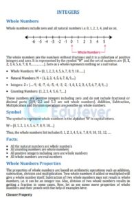 Class 6 Maths Chapter 6 Integers Worksheets