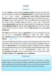 CBSE Class 6 Tansen Worksheets