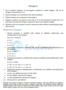 Class 7 Maths Chapter 1 Integers Worksheet