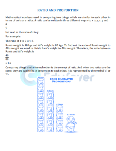 CBSE Class 6 Maths Chapter 12 Ratio and Proportion Worksheets
