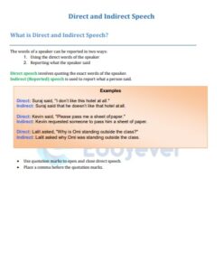 CBSE Class 8 English Direct and Indirect Speech PDF