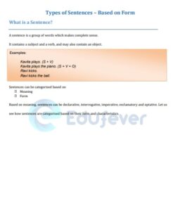 CBSE Class 8 English Types Of Sentences in PDF