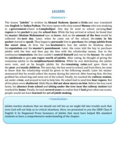 CBSE Class 8 English Jalebis Worksheet