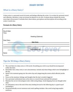 CBSE Class 8 English Diary Entry PDF