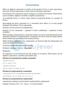 Class 8 Maths Chapter 12 Factorisation Worksheet