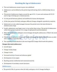 Class 8 Science Chapter 7 Reaching The Age Of Adolescence