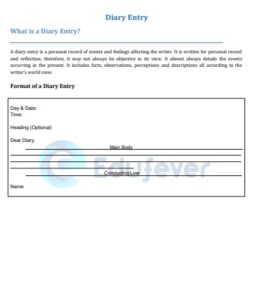 CBSE Class 9 English Diary Entry PDF