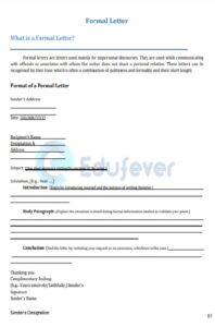 CBSE Class 10 English Formal Letter Writing PDF