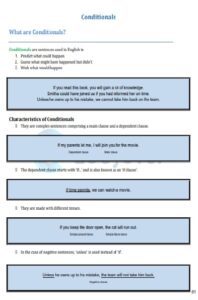 CBSE Class 10 English Conditionals PDF